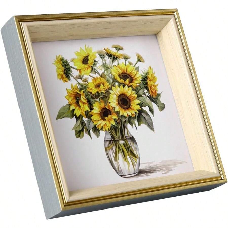 5x5 Picture Frame Blue Gold Beige Resin Photo Frame For Tabletop Or ...