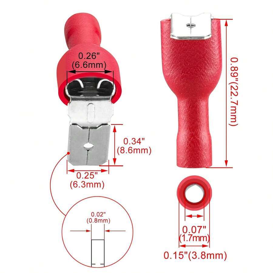 Piggyback Spade Crimp Terminal Connector 0.5-1.5mm², 22-16 AWG, Red ...