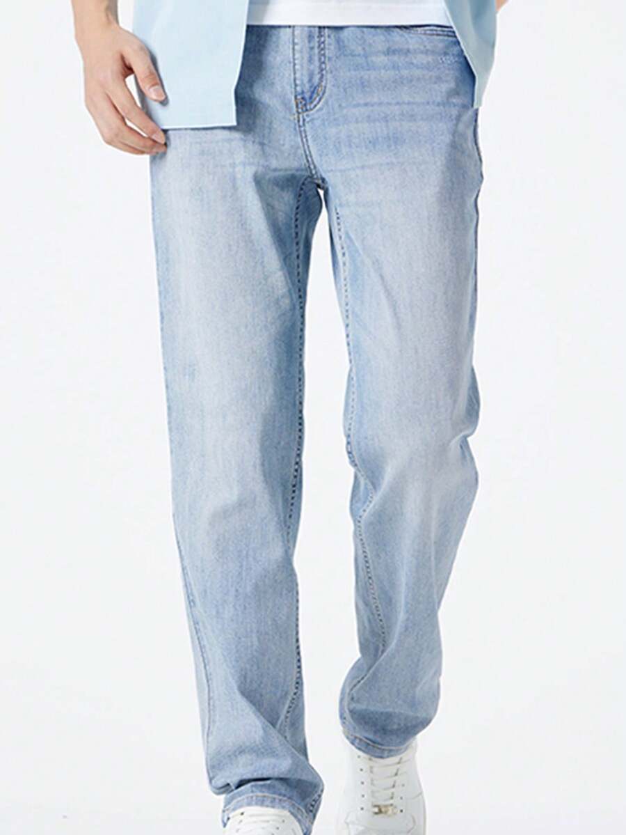 CAMEL CROWN Men's Straight Jeans Men's Autumn Three-Proof Stretch Loose ...