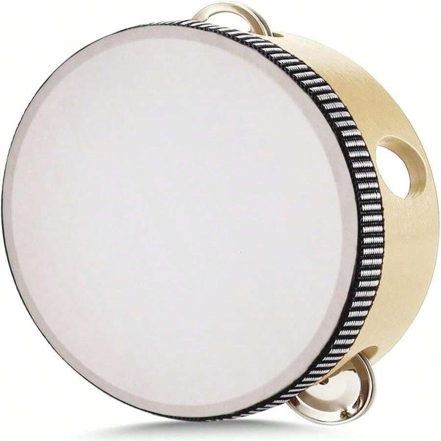 Flexzion Wood Handheld Tambourine For Adults 8-Inch Double Row 8-Pair ...