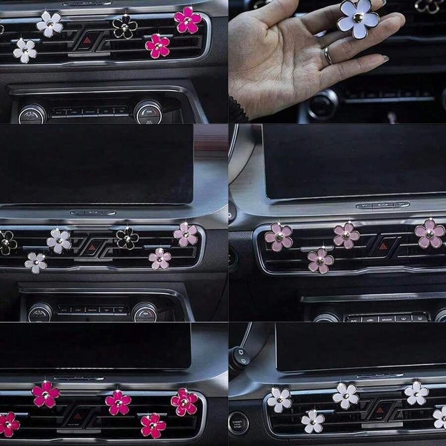 1pc Flower Air Vent Clips, 4Pcs Cute Daisy Car Air Fresheners Vents ...