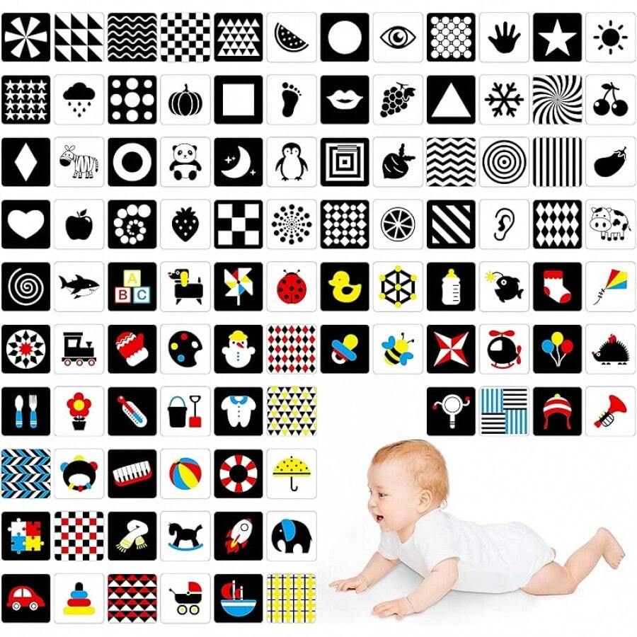 25 PCS Visual Stimulus Cards, Double-Sided High Contrast Black And ...