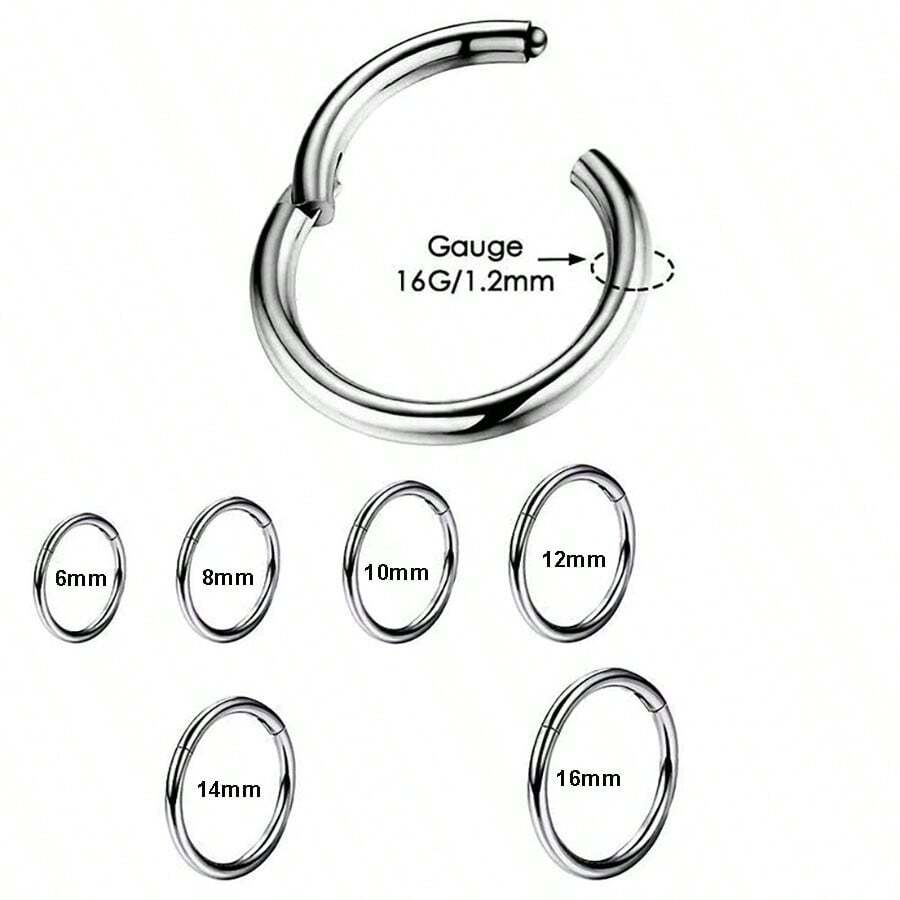 1Pc 16G 6-16mm Stainless Steel Cartilage Hoop Earrings Hypoallergenic ...