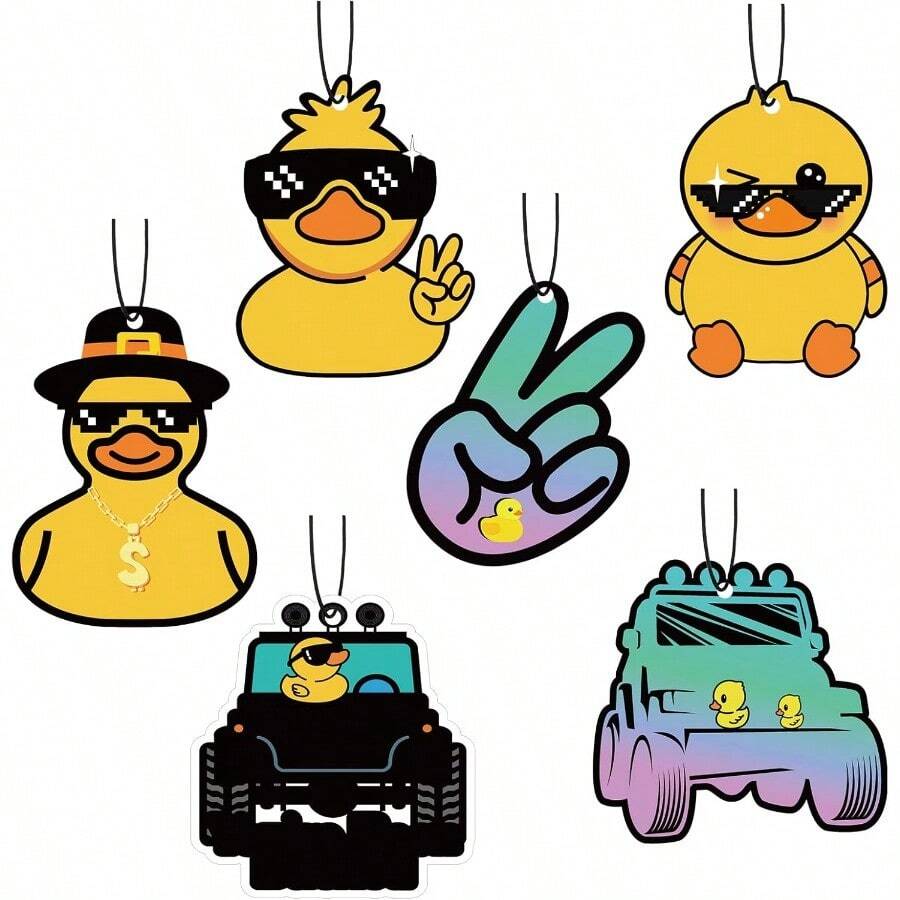6 Pcs Funny Duck Air Freshener For Christmas Hanging Automotive Air ...