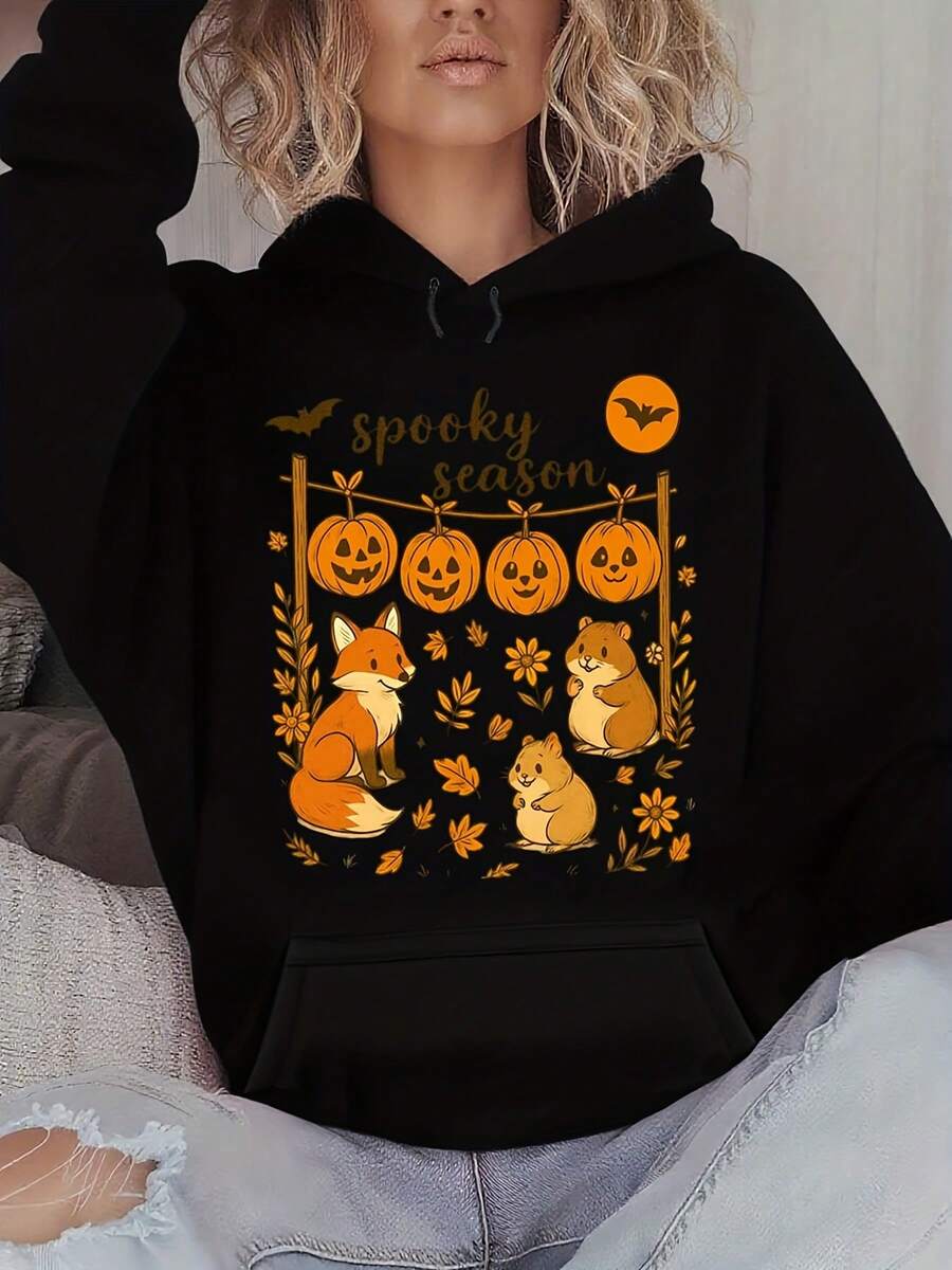 Autumn Halloween Animal Shirt, Fox Hamsters Jack O Lanterns Art, Spooky Season Pumpkin T-Shirt ...
