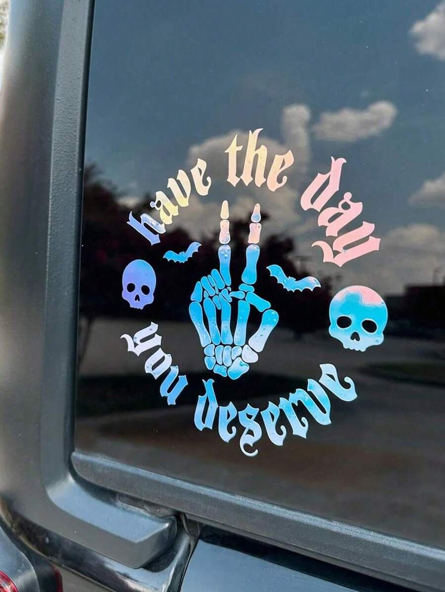 1pc Skeletal Wave Decal, Car Decal, Spooky Car Decals, Wave Decal ...