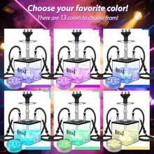 Acrylic Cube 2 Hose Shisha Large Hookah Set, LED Light, For Parties ...