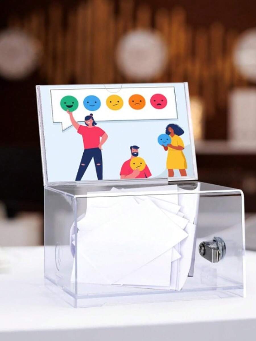 1pc Clear Acrylic Donation Box With Lock, Ballot Box With Sign Holder ...