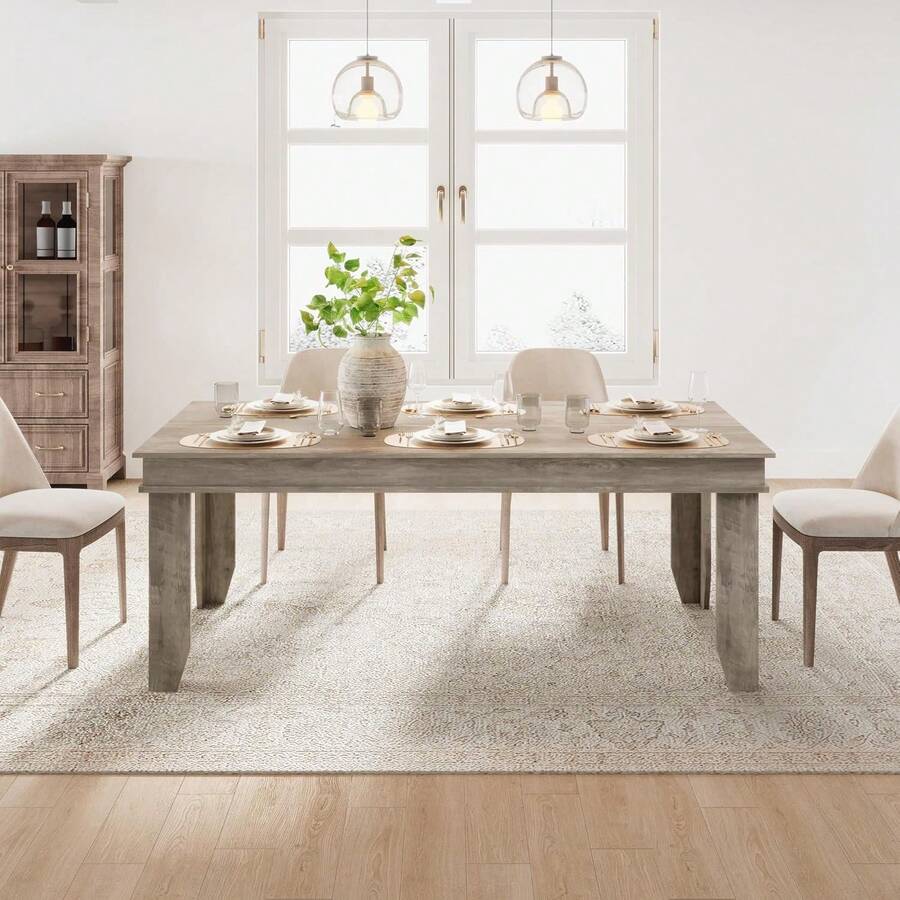 GAOMON Farmhouse Dining Table 6-8 People, 71 Long Wood Kitchen Table ...