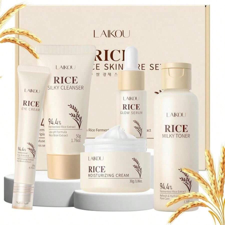 LAIKOU Skin Care Set, Korean Skin Care With Rice Cleanser, Toner, Serum ...
