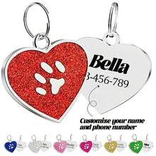 Heart-Shaped Dog Name Tag, Metal Back Laser-Engraved Dog Name Tag, Anti ...