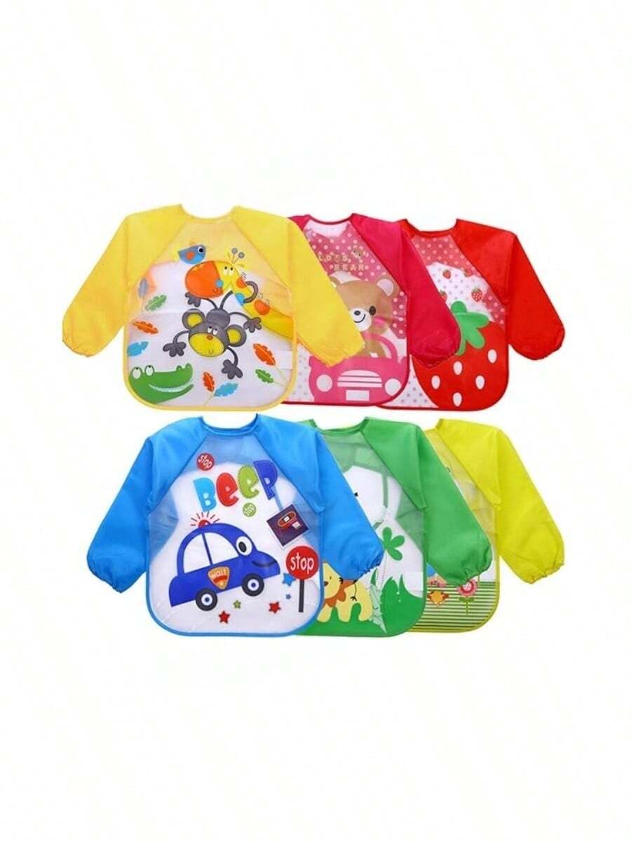 1/3/4/6 Packs Kids Art Smock Long Sleeve Waterproof Painting Apron For ...