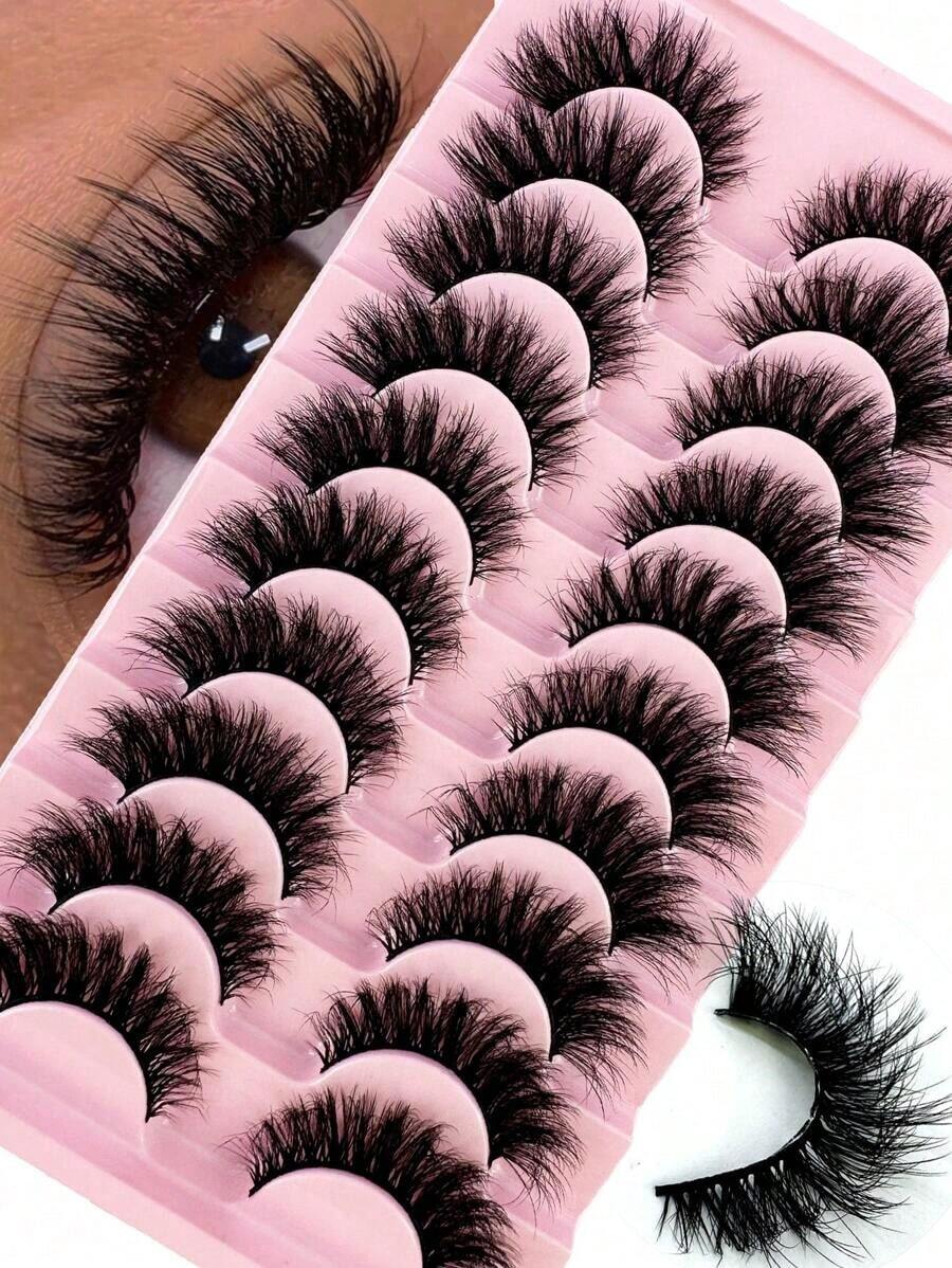 10 Pairs False Fluffy Russian Strip Lashes 3D Lashes Makeup False ...