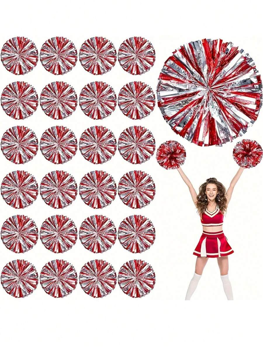 1pc Large Cheerleading Pom Pom With Shiny Handle, Waving Flower For ...