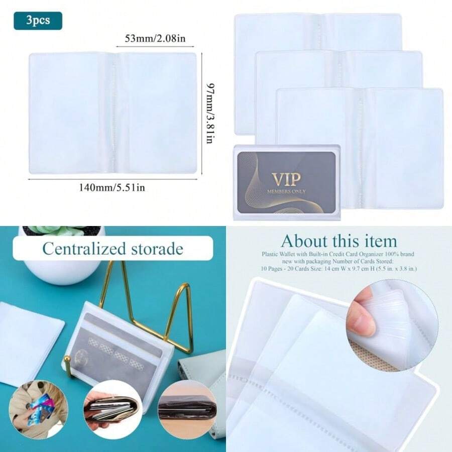 3 Pcs Wallet Inserts For Credit Cards Plastic Wallet Picture Holder ...