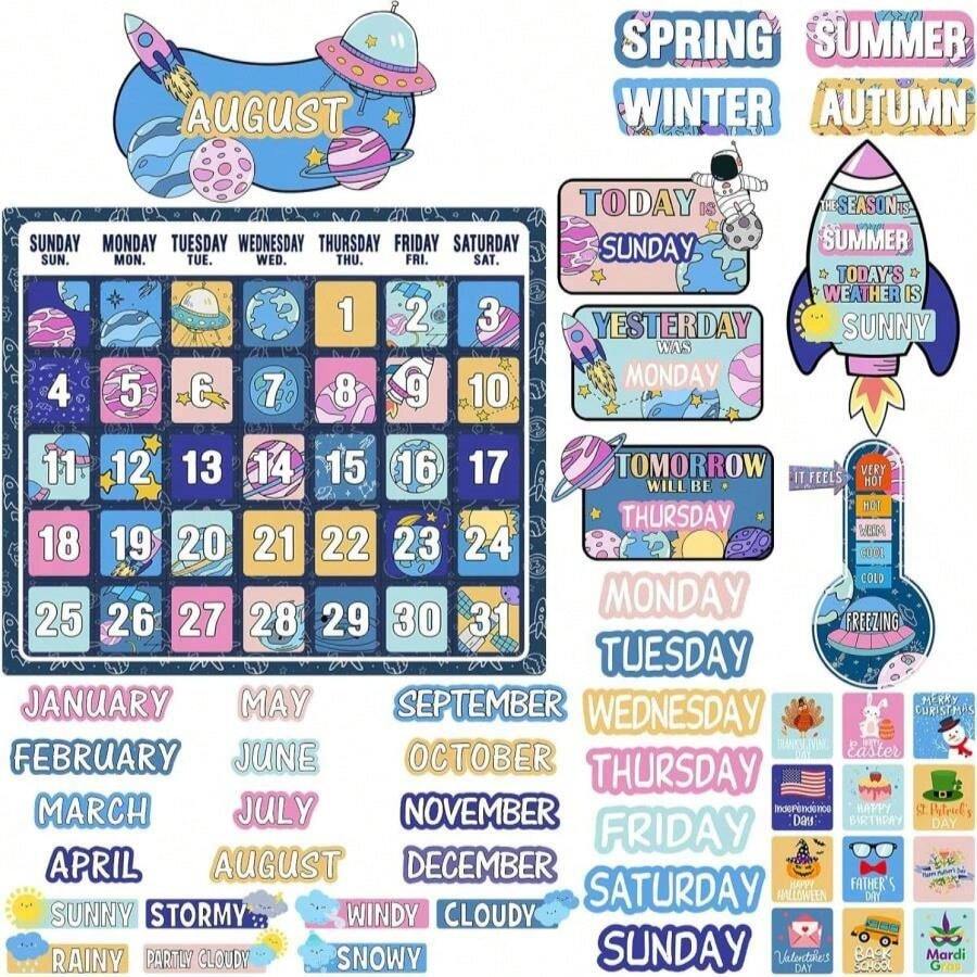 Cholemy 85 Pcs Calendar Bulletin Board Set Classroom Calendar Bulletin ...