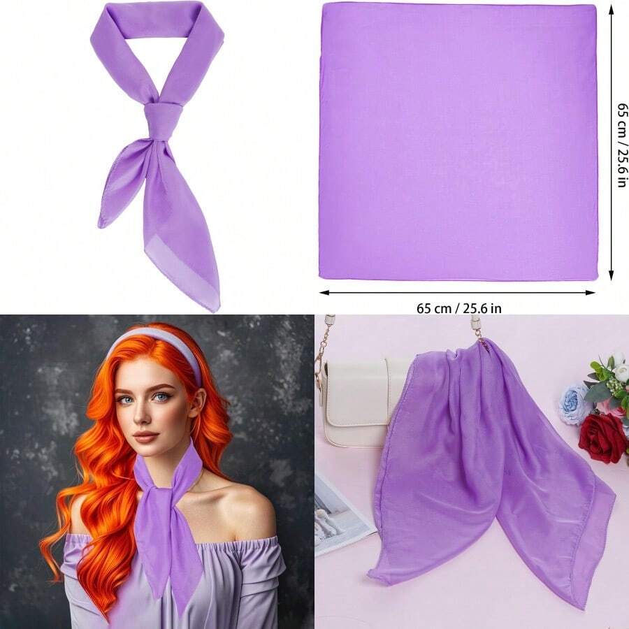 Chiffon Scarf Square Ribbon Head Neck Scarf Satin Neckerchief ...