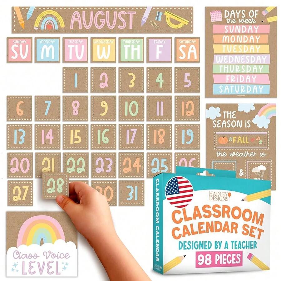 Classroom Calendar Set Bulletin Board Decor – School Calendar For ...