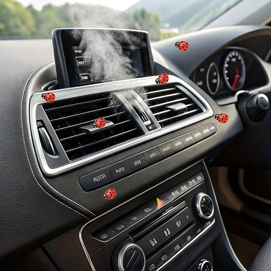 6pcs Ladybug Car Decor, Red And Black Design, Fun Vehicle Accessories ...