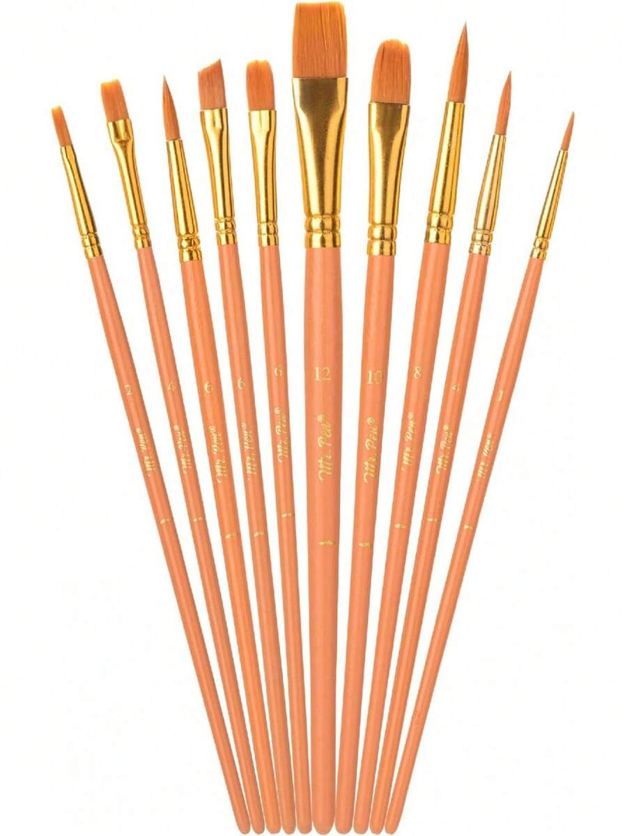 - Artist Paint Brushes Acrylic Painting, 10 Pcs, Mint Ergonomic Wooden Handle, Synthetic ...