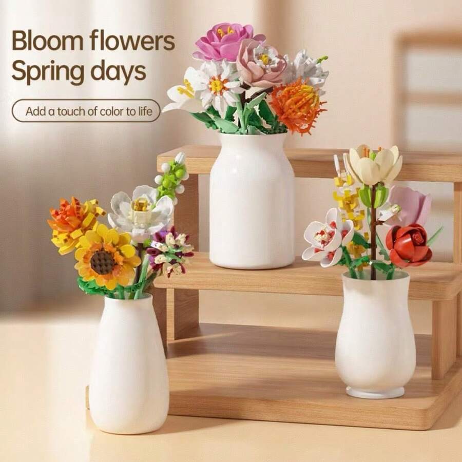 Flower Bouquet Building Block Set, DIY Assembly, Single Preserved ...