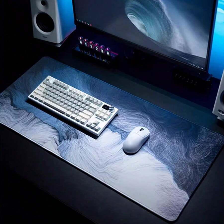 Large Wavy Ocean Mouse Pad, Gaming Desk Mat, Oversized Keyboard Pad ...
