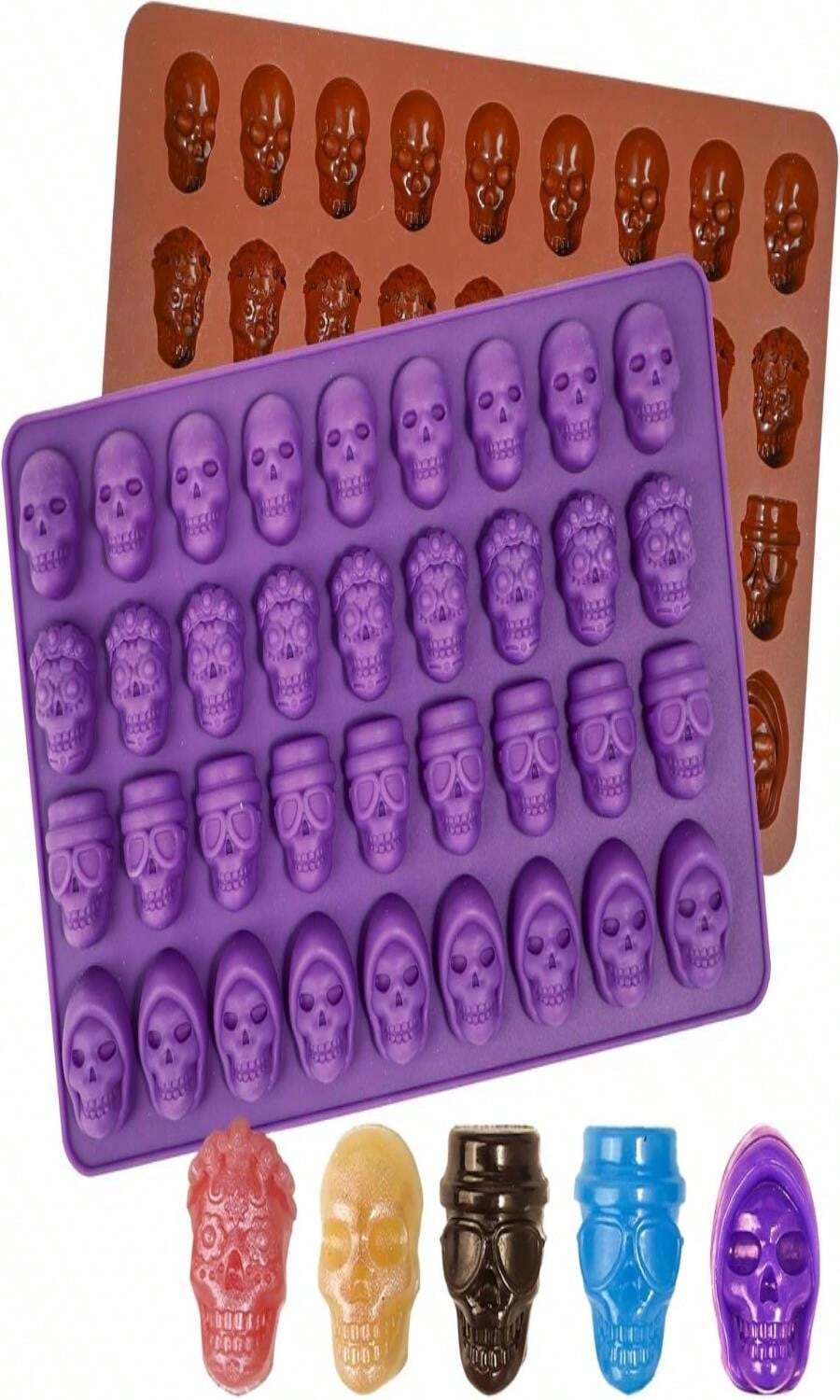 Webake Mini Skull Candy Mold With 4 Different Shapes, 36-Cavity ...