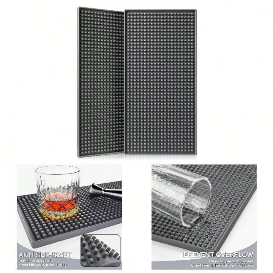 2 - Pack Gray Countertop Spill Mats, 12x6in Bartender Coffee Bar Pads ...