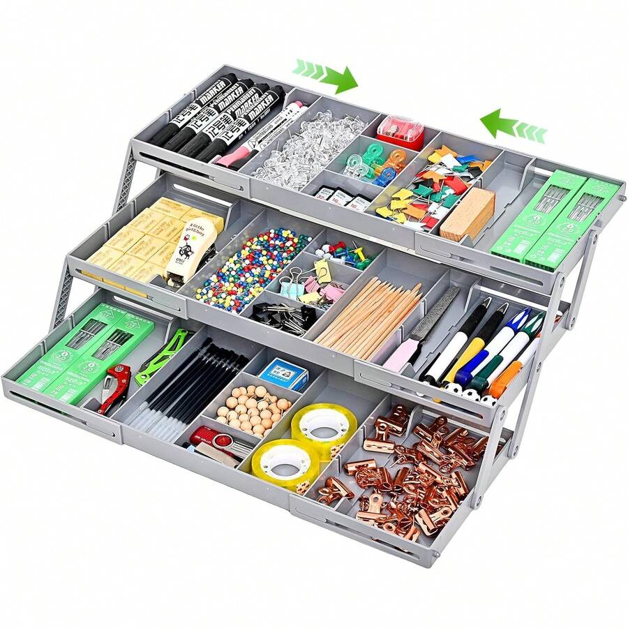 3 Tier Drawer Organizer, Expandable Junk Drawers Organizer,Multi Level Smart Drawer Organizer ...