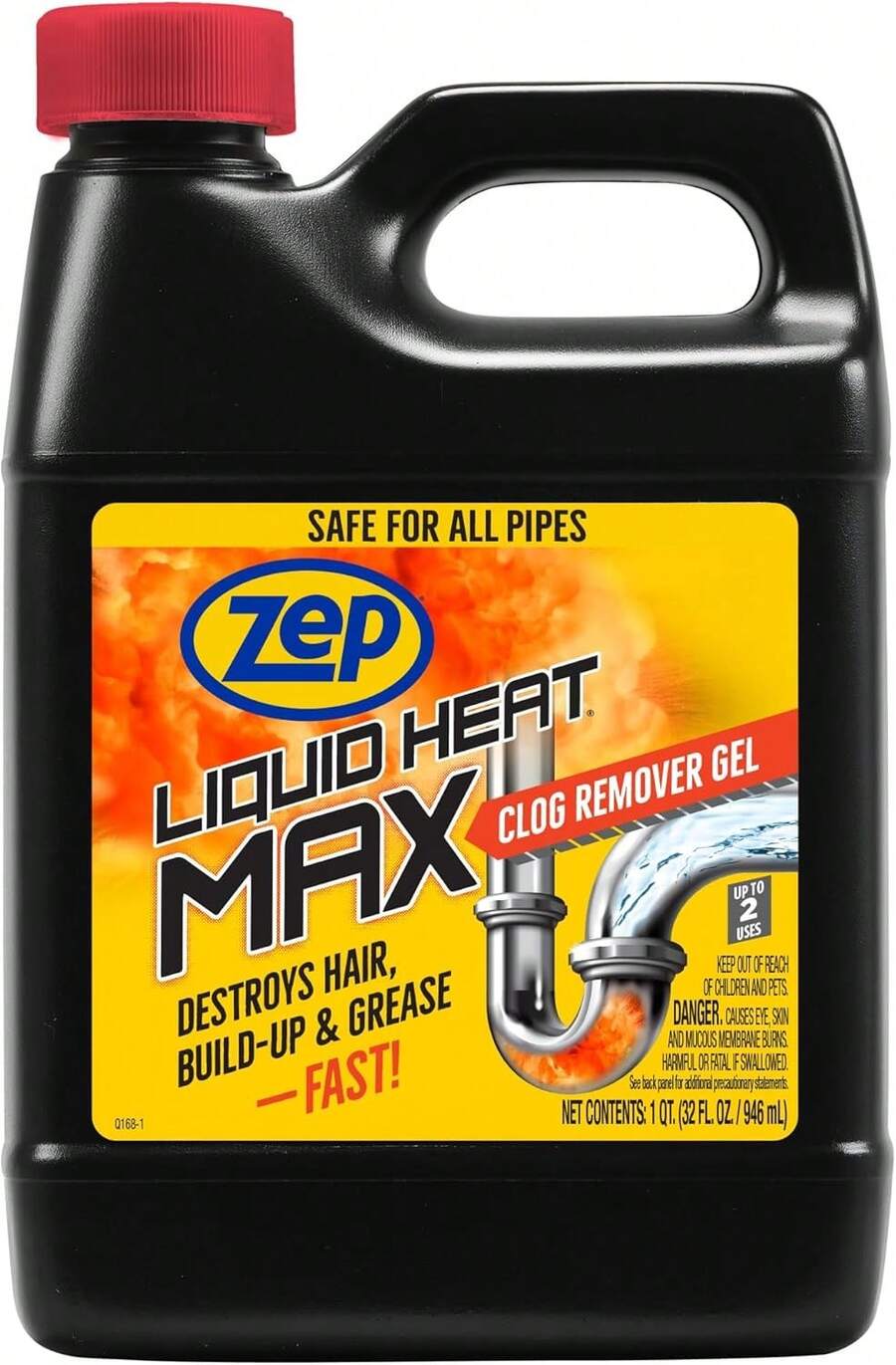 Zep Liquid Heat Max Clog Remover Gel - Destroys Hair, Build-Up & Grease ...