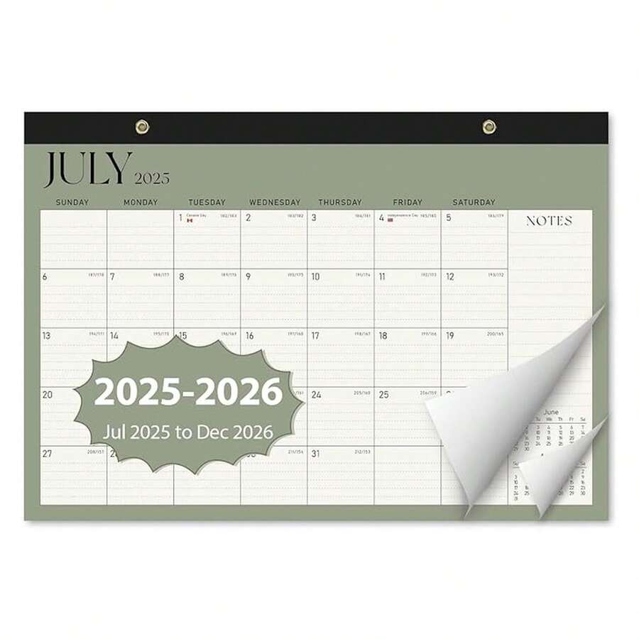 Calendario 2025-2026, Calendario de escritorio mensual grande de julio de 2025 a diciembre de ...