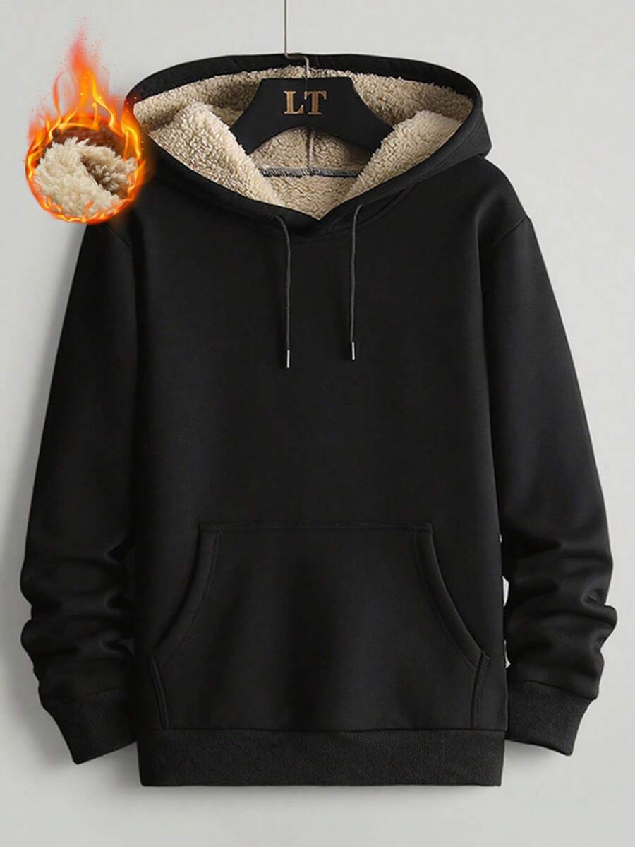 Men's Solid Color Cinimalist Pullover With Autumn And Winter Plush Warm ...