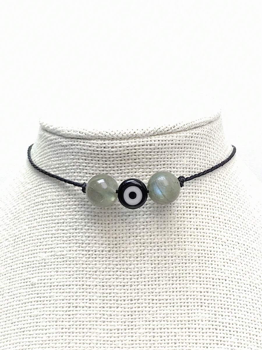 1 Stück Böser Blick Labradorit Halskette, Schützender blauer Glas Ojo ...