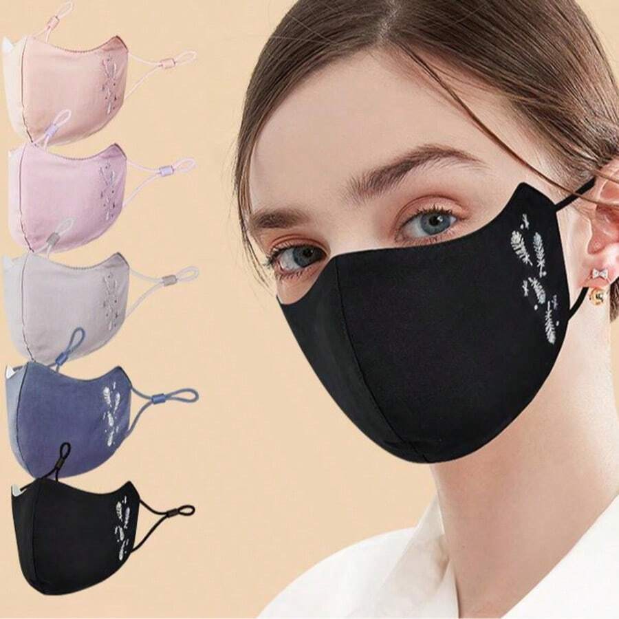 1pc 3-Layer Cotton Warm Face Mask, Women 3D Stereo Riding Mask With ...
