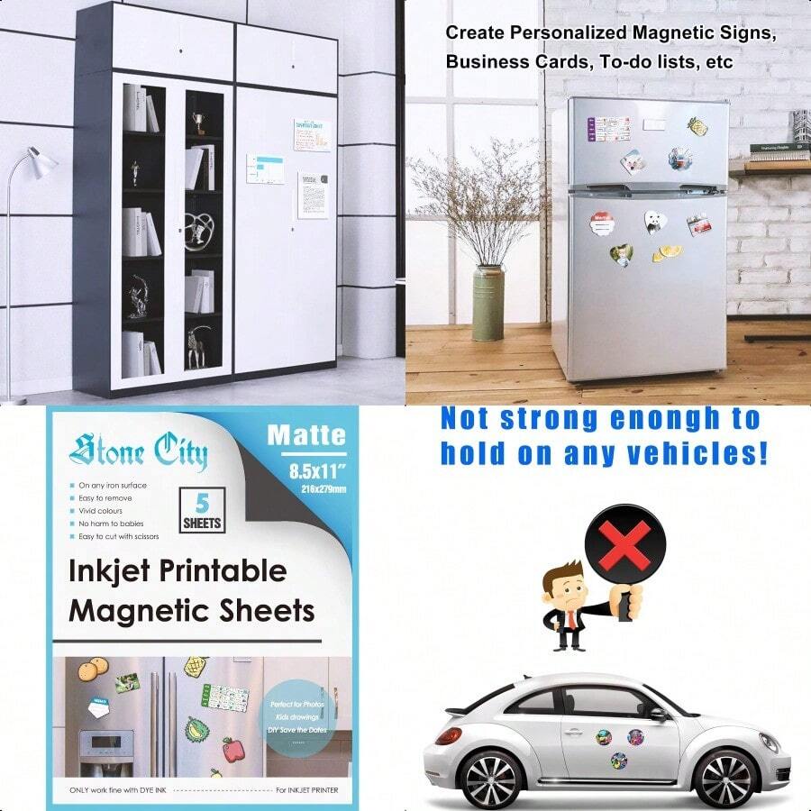 Printable Magnetic Sheets 8.5x11 Inch 5 Sheets Matte Magnet Paper Sheet ...
