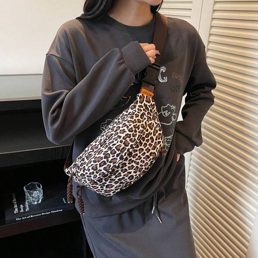 Retro Leopard Print Crossbody Bag For Women, European And American ...