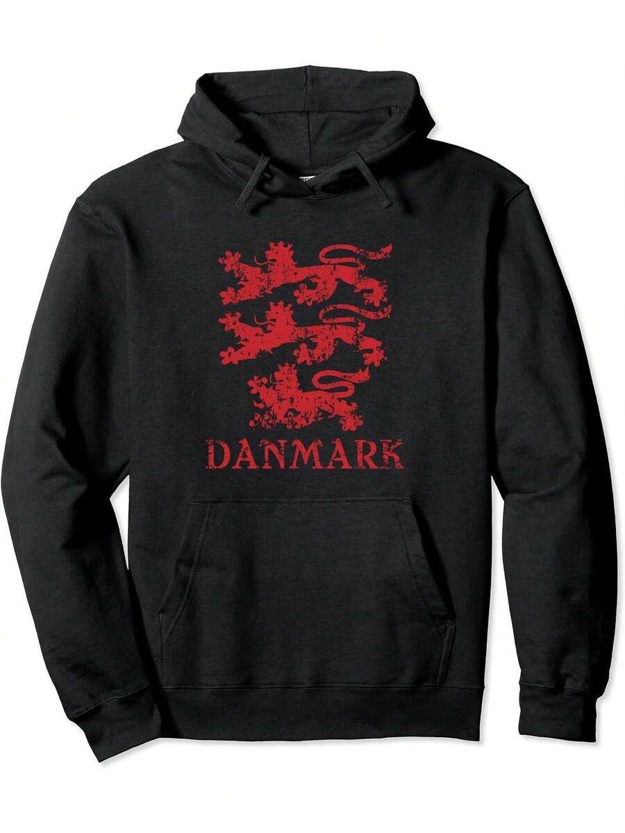 Men's Denmark Lion Symbol Print Hoodie Men's Hoodie, Soft And ...