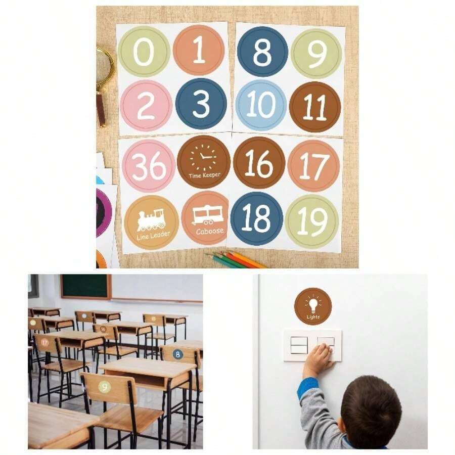 Colorful Line Up Spots Classroom Floor Decorations, 52PCS 4 Number ...