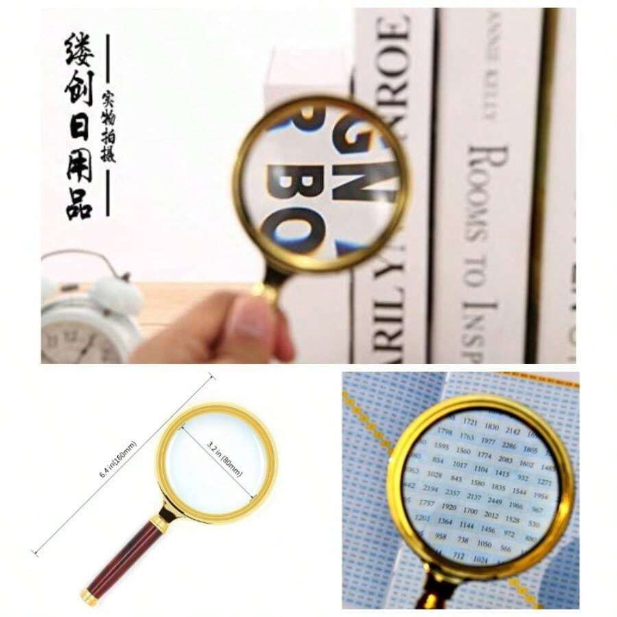 10X Handheld Magnifier Antique Mahogany Handle Magnifier Reading ...