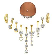 AVYRING Piercing de umbigo de aço inoxidável com 14g e 10mm, piercing ...