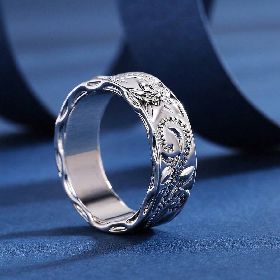 Exquisite Hand Carved Leaf Filigree Rings Fashion Women Daily Casual ...