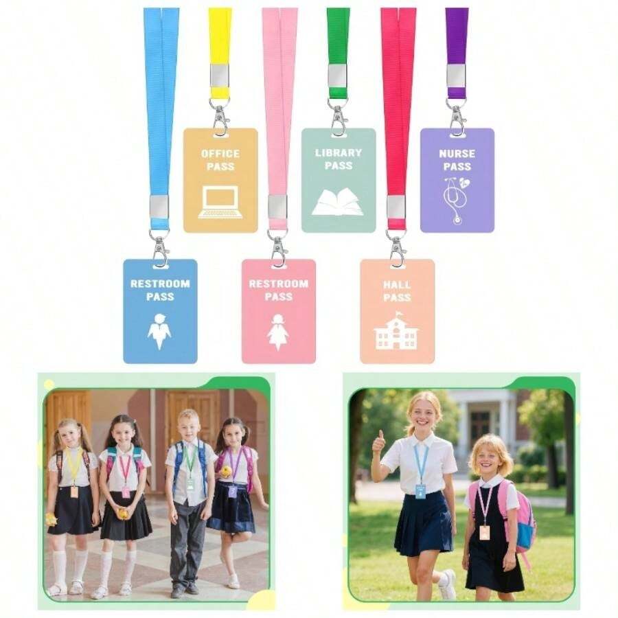 6 Pases de pasillo de colores para aulas, cordones de identificación de ...