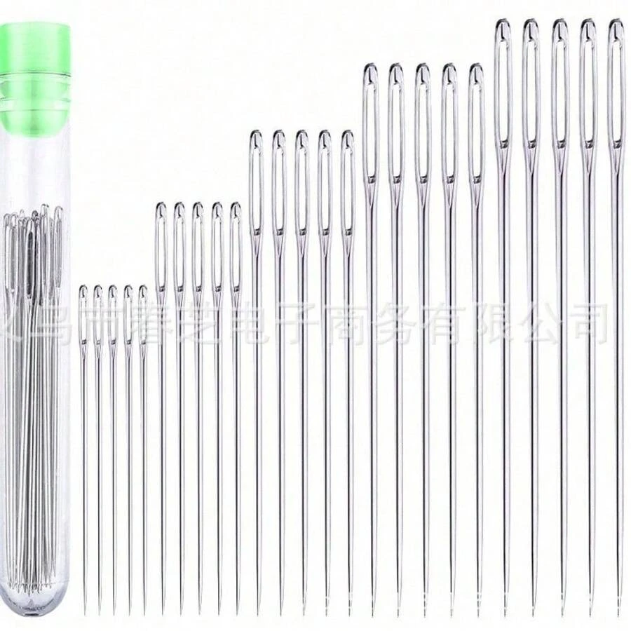 15Pcs Stainless Hand Sewing Steel Needle, Big Eye Embroidery Needle ...
