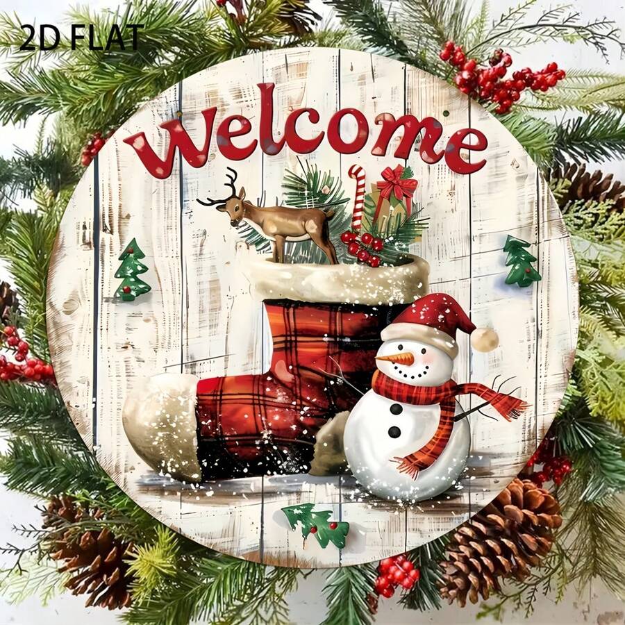 2D Flat, 1 Circular "Welcome" Christmas Wreath Logo - Paired With ...
