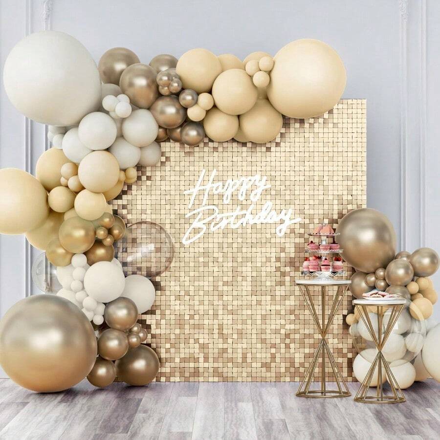 Shimmer Wall Backdrop Champagne Gold Square Sequin Wall Panel Backdrop ...