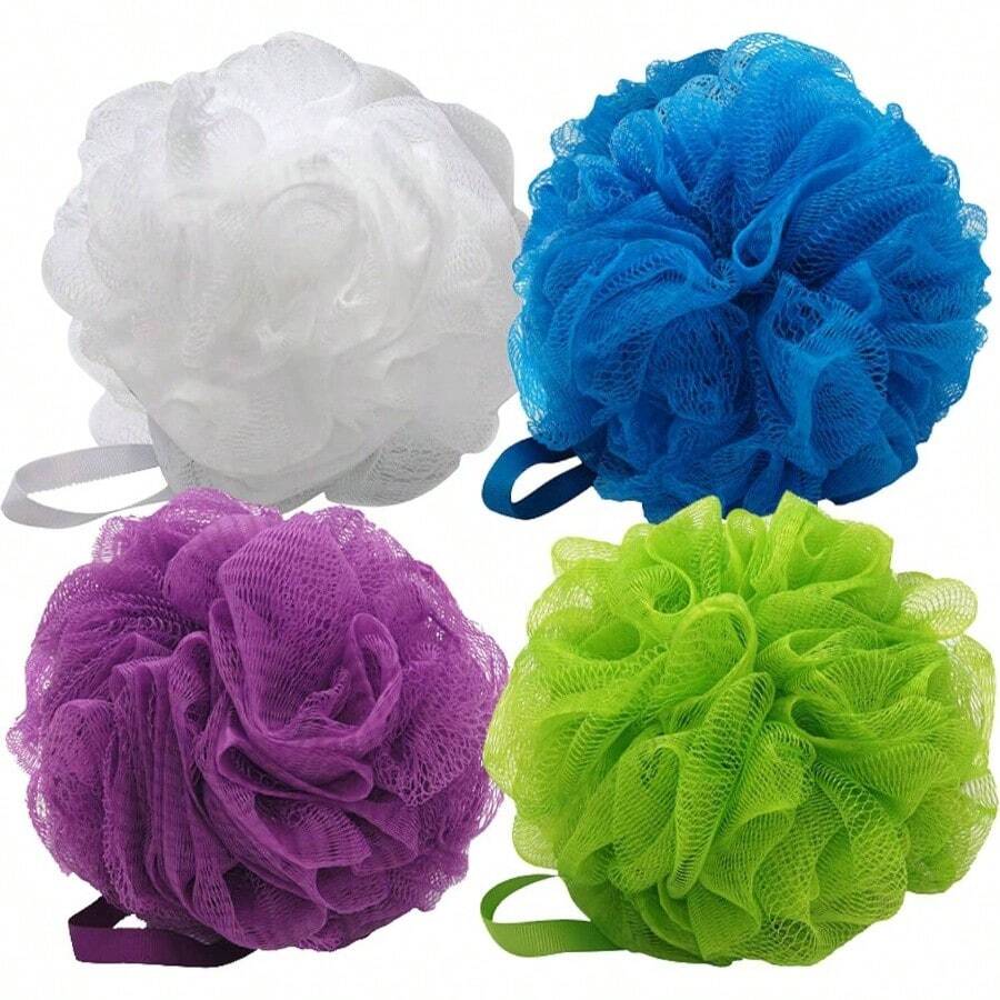 Mesh Pouf Bath Sponge 4 Pack Multi - Color | SHEIN USA