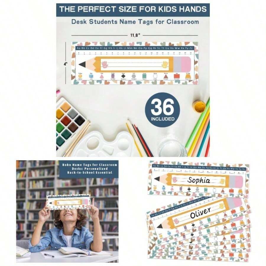 Boho Desk Name Tags Classroom - 36 Student Name Plates Classroom ...