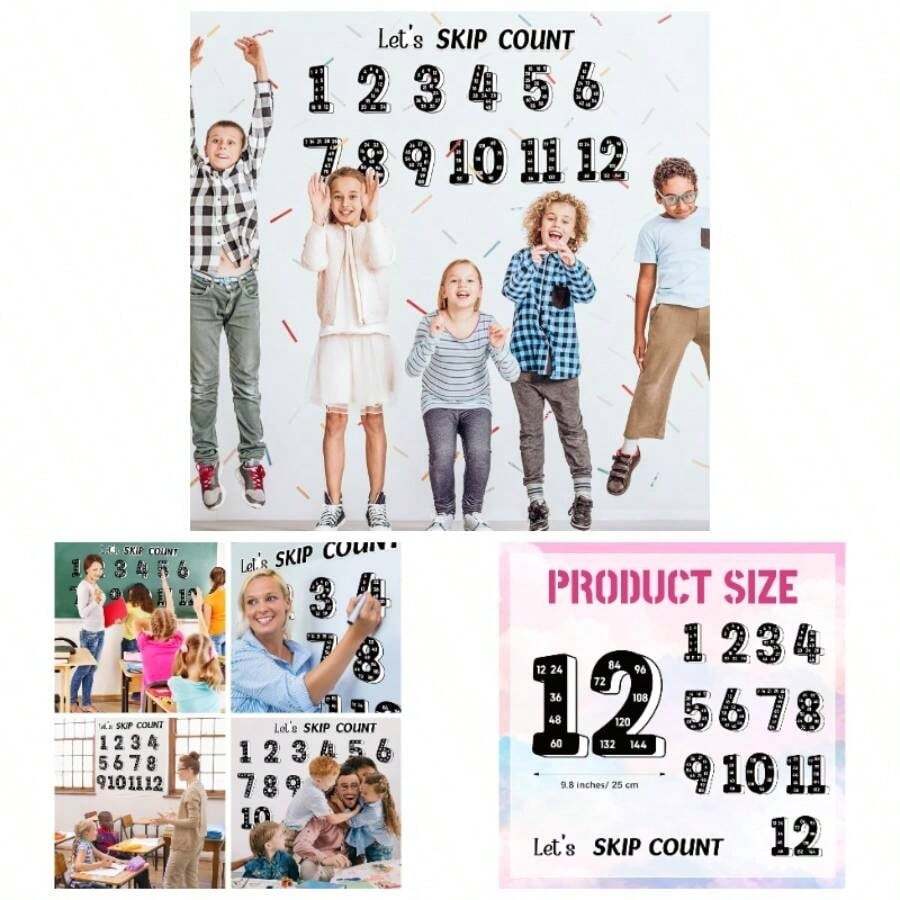 15 Pcs Skip Counting Numbers Classroom Large Math Multiple Poster ...