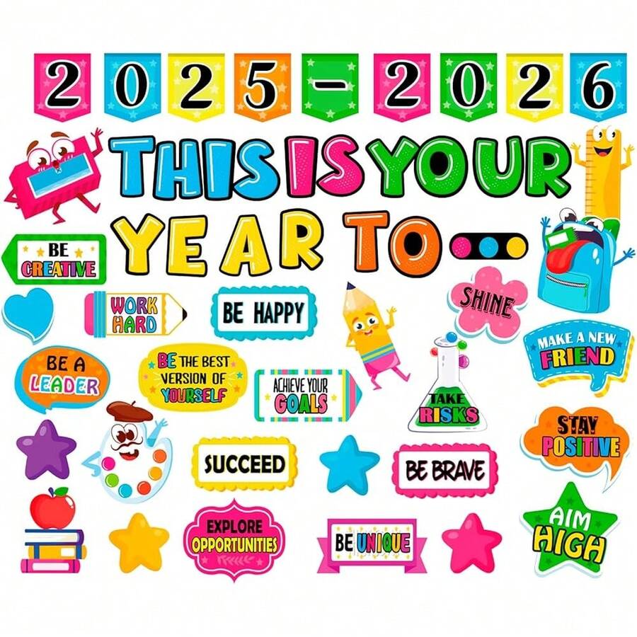 52 Count Classroom Bulletin Board Decoration Set,2025-2026 This Is Your ...