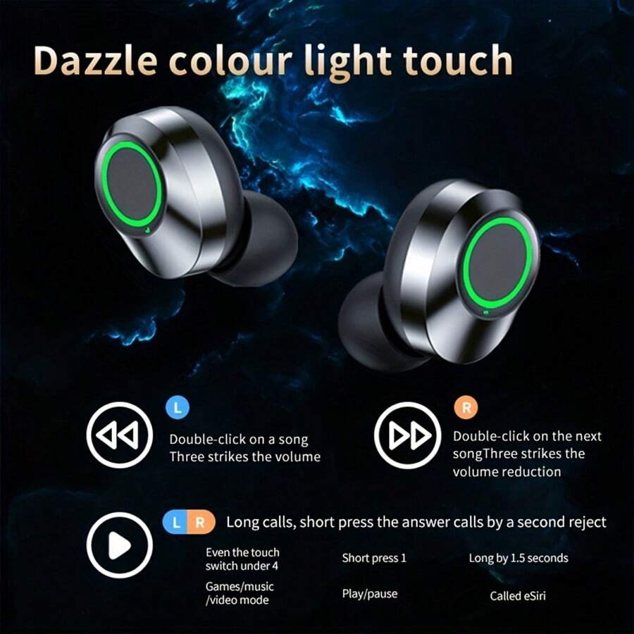 A Pair Of True Wireless Earbuds With Digital LED Battery Display, TWS ...